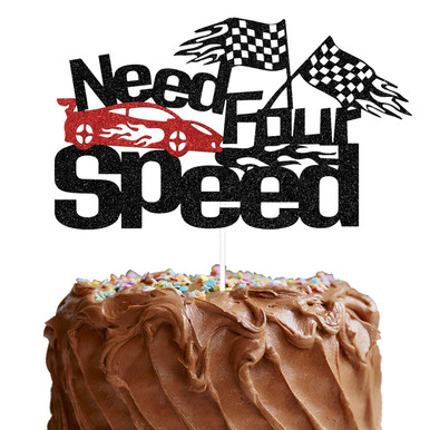 Need Four Speed Cake Topper, Racing 4th Birthday Party Decorations ...