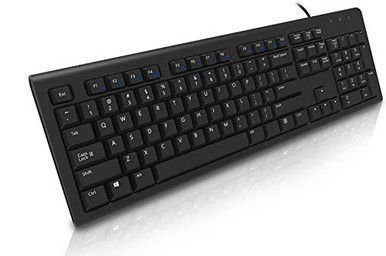 French European AZERTY Wired USB Black Computer Keyboard (Black with ...