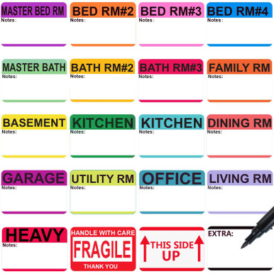 500 pcs 20 Designs Home Moving Labels for Boxes(2 x 3 ) Packing Labels ...