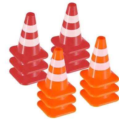 Hoykrii 12 Pcs Mini Traffic Cones, 1.38 Inch Small Safety Cones Mini ...