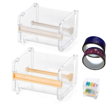 2 Pack Transparent Visible Desktop Washi Masking Tape Dispenser, Multi ...