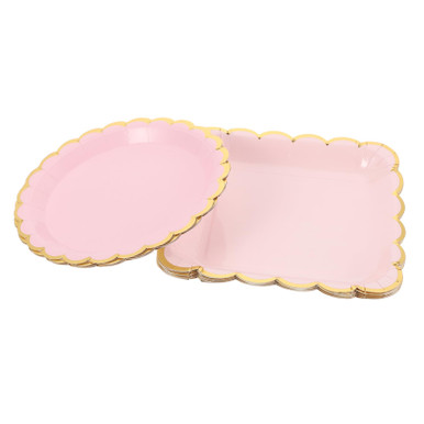 Anneome 20pcs Pink Square Paper Plate Valentines Plates Pink Decor ...