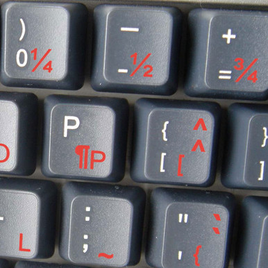 French QWERTY Canadian Keyboard Labels Layout with RED Lettering ...