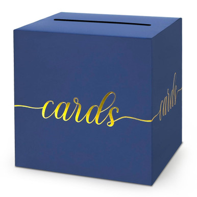 LIKAJON 1 Pack Navy Blue and Gold Foil Card Box for Party, 8.7" Navy ...