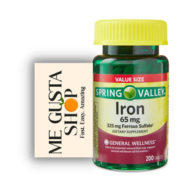 Spring Valley Iron Tablets Dietary Supplement Value Size, 65 mg, 200 ...