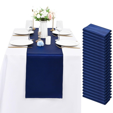 24 Packs Satin Table Runner 12 x 72 Inch, Bright Silk and Smooth Fabric ...