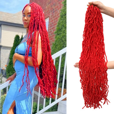 Red 7 Packs Soft Locs 36 Inch Faux Locs Crochet Hair for Black Women ...