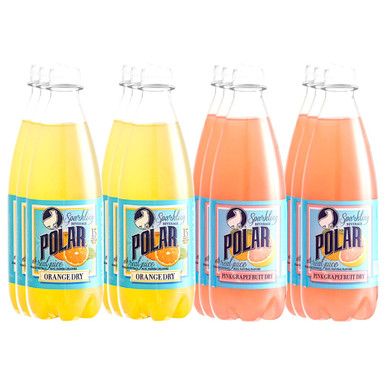 Polar Beverages Dry Orange Grapefruit Variety Pack Flavored Sparkling ...