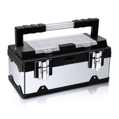 ERGOMASTER 18-Inch Tool Box, Metal Toolbox with Lock, Portable Tool ...