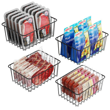 iSPECLE Freezer Organizer Bins - 4 Pack Small Stand Up Freezer Baskets ...