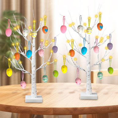 Easter Lighted Tree Decoration 24 Inch Pre-lit White Birch Tree with 12 ...