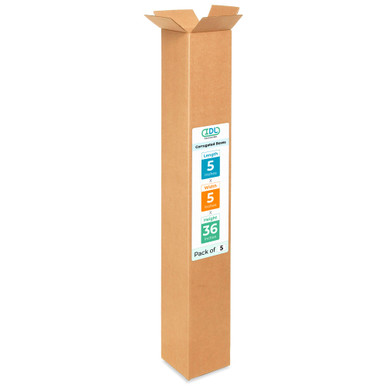 IDL Packaging Tall Corrugated Shipping Boxes 5"L x 5"W x 36"H (Pack of ...