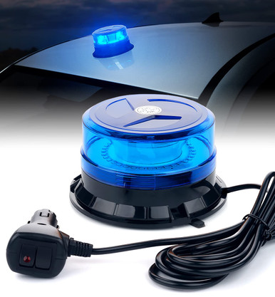 LUMENIX Blue LED Mini Rooftop Beacon Light w/Magnetic Base Strobe ...