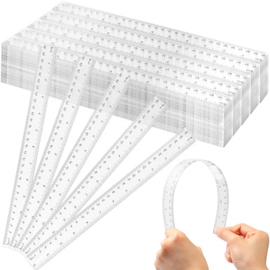 Fumete 300 Pcs 12 Inch Plastic Ruler Bulk Clear Straight Ruler with ...