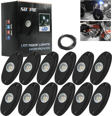 SUNPIE 12 Pods White LED Rock Lights 6000K Pure White Underglow Light ...