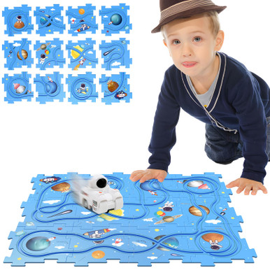 Educational Puzzle Track Play Set, Battery-Operated Toy Vehicles ...