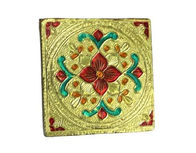 Hijet Handicraft Meenakari Print of Flower Sqaure Pooja Table(Paradise ...