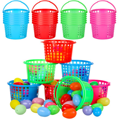 24 Pcs 8 Inch Large Plastic Easter Baskets Bulk with Handles Large ...
