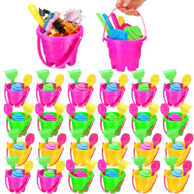 24 Set Sand Buckets and Shovels for Kids Mini Sand Bucket Party Favor ...