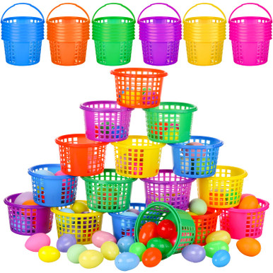 30 Pieces Plastic Easter Basket Bulk for Kids Easter Bucket Colorful ...