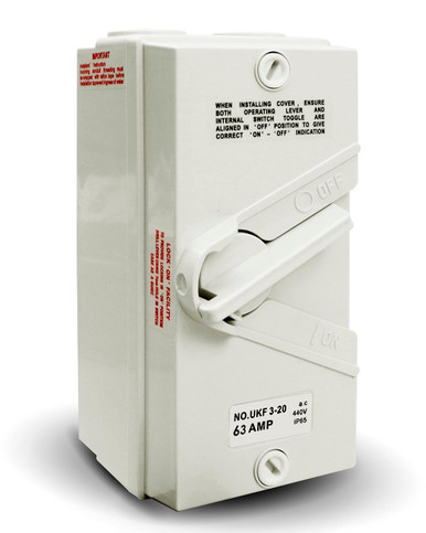 Enclosed Motor Disconnect Switch 63A 440V 3 Pole, IP65 Waterproof Heavy ...