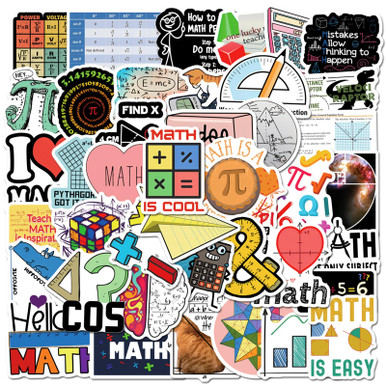50 PCS Math Stickers Mathematics Waterproof Vinyl Decals Math Stickers ...