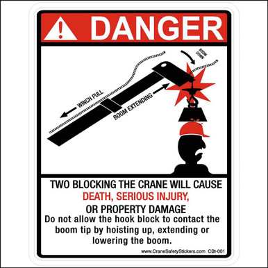 Crane Safety Sticker Two Blocking Hazard Decal for Crane and Bucket ...