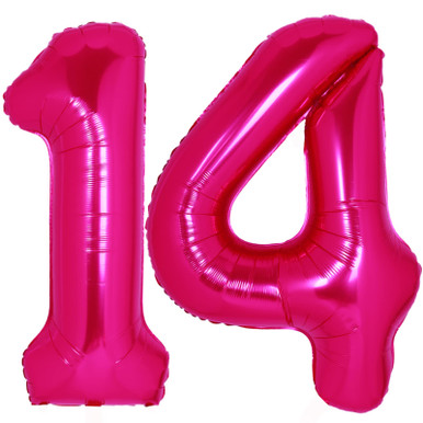 40 Inch Giant Hot Pink Number 14 Balloon, Helium Mylar Foil Number ...