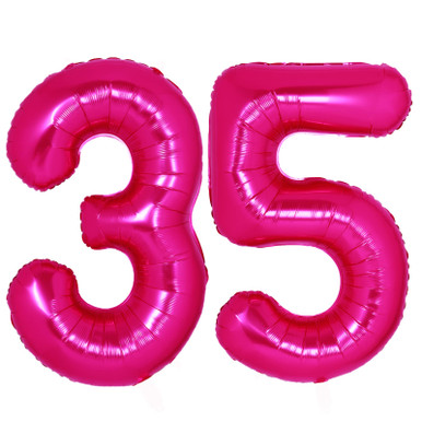 40 Inch Giant Hot Pink Number 35 Balloon, Helium Mylar Foil Number ...