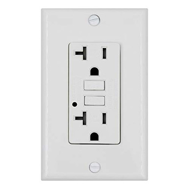 ESD Tech 20 Amp GFCI Wall Outlet Receptacle - (White), 125 Volt Tamper ...