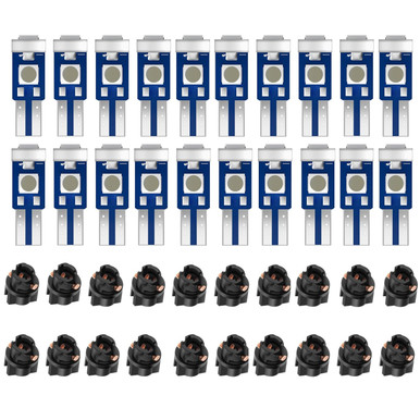 20 Pcs T5 LED Lights for Car Dashboard, Ice Blue 74 37 2721 PC74 ...