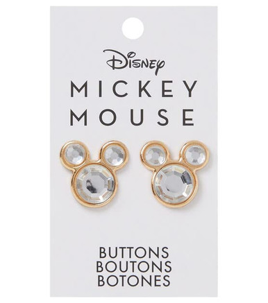 Disney Mickey Minnie Mouse Buttons Set of 2 Metal with Clear Crystals ...