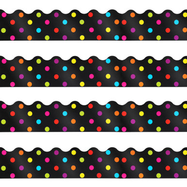 72 Feet Rainbow Dots Bulletin Board Borders Multicolor Dots Scalloped ...