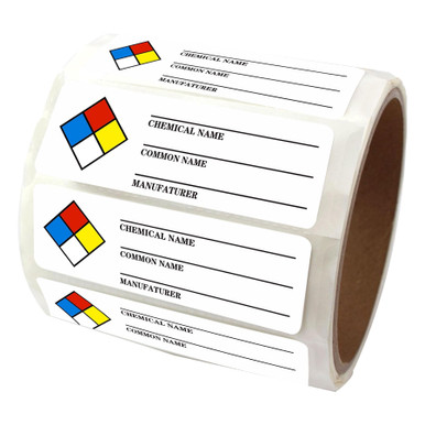 Self-Laminating Common Chemical Identifier Labels 1" x 3" SDS Stickers ...