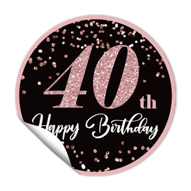 1.5 Inch Round 40th Birthday Stickers?80 Pieces?Rose Gold Happy 40th ...