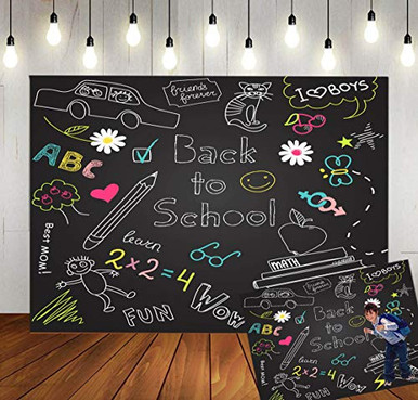 TJ Back to School Theme Backdrop Colorful Chalkboard Drawing Classroom ...