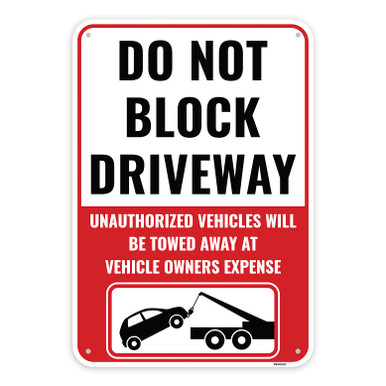 1PC Do Not Block Driveway Sign, 13 x 9 Inches - Aluminum - No Parking ...