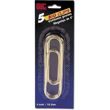 Officemate OIC Mega 4-Inch Gold Paper Clips, 5 per Pack (30917 ...