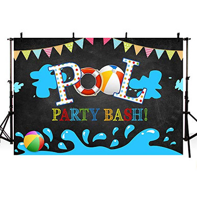 MEHOFOTO Summer Pool Party Bash Backdrop Chalkboard Backyard Colorful ...