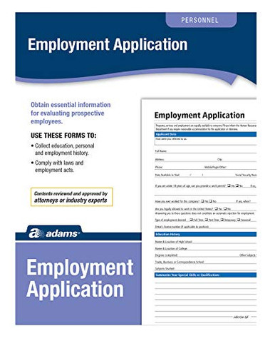 Adams Application for Employment, Forms and Instructions, 50 Forms per ...