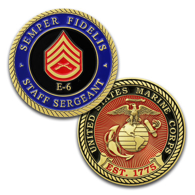 Marine Corps E6 Challenge Coin! USMC SSgt Rank Military Coin. Staff ...