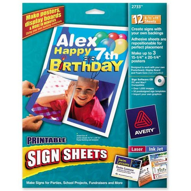 AVERY PRINTABLE SIGN SHEETS 12 SHEETS PER PACK 2733 - Warehousesoverstock
