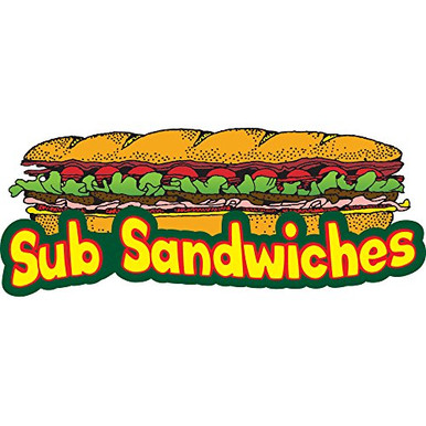 SUB Sandwiches 8" Concession Decal Sign cart Trailer Stand Sticker ...