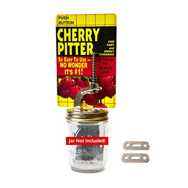 Cherry Pitter Push Button for Glass Jar, Includes 2 Replacement Bands ...
