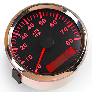 ELING Engine Tachometer RPM Gauge REV Counter with Hourmeter 8000RPM ...