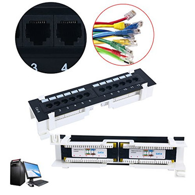 Cat6 12 Port RJ45 Patch Panel UTP LAN Network Adapter Cable Connector ...