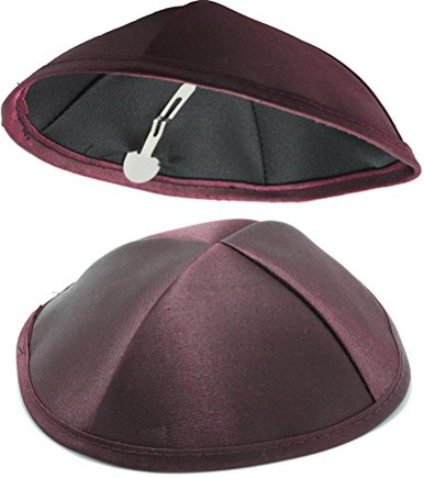 Satin Yarmulke With Clips Jewish Kippah Kippa Israel Judaica Yarmulka ...