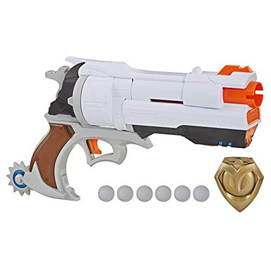 NERF Overwatch McCree Rival Blaster with Die Cast Badge & 6 Overwatch ...