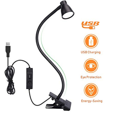 Clamp Desk Lamp Dimmable Clip on Reading Light (3000-6500K) Adjustable ...