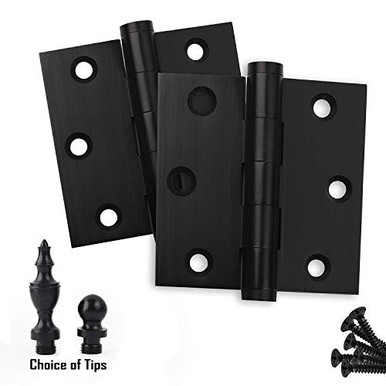 Door Hinges 3" x 3" Extruded Solid Brass Brass Hinge Matte/Flat Black ...